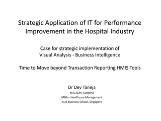 Strategic Application of IT for Performance Improvement in hospital ...