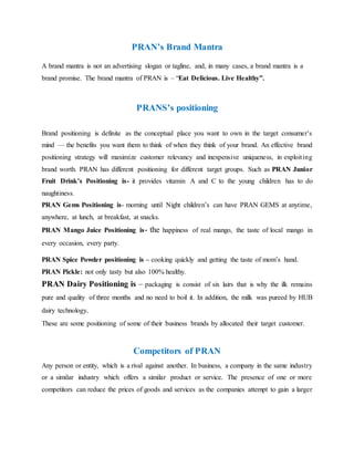 Strategic brand management of pran group | DOCX