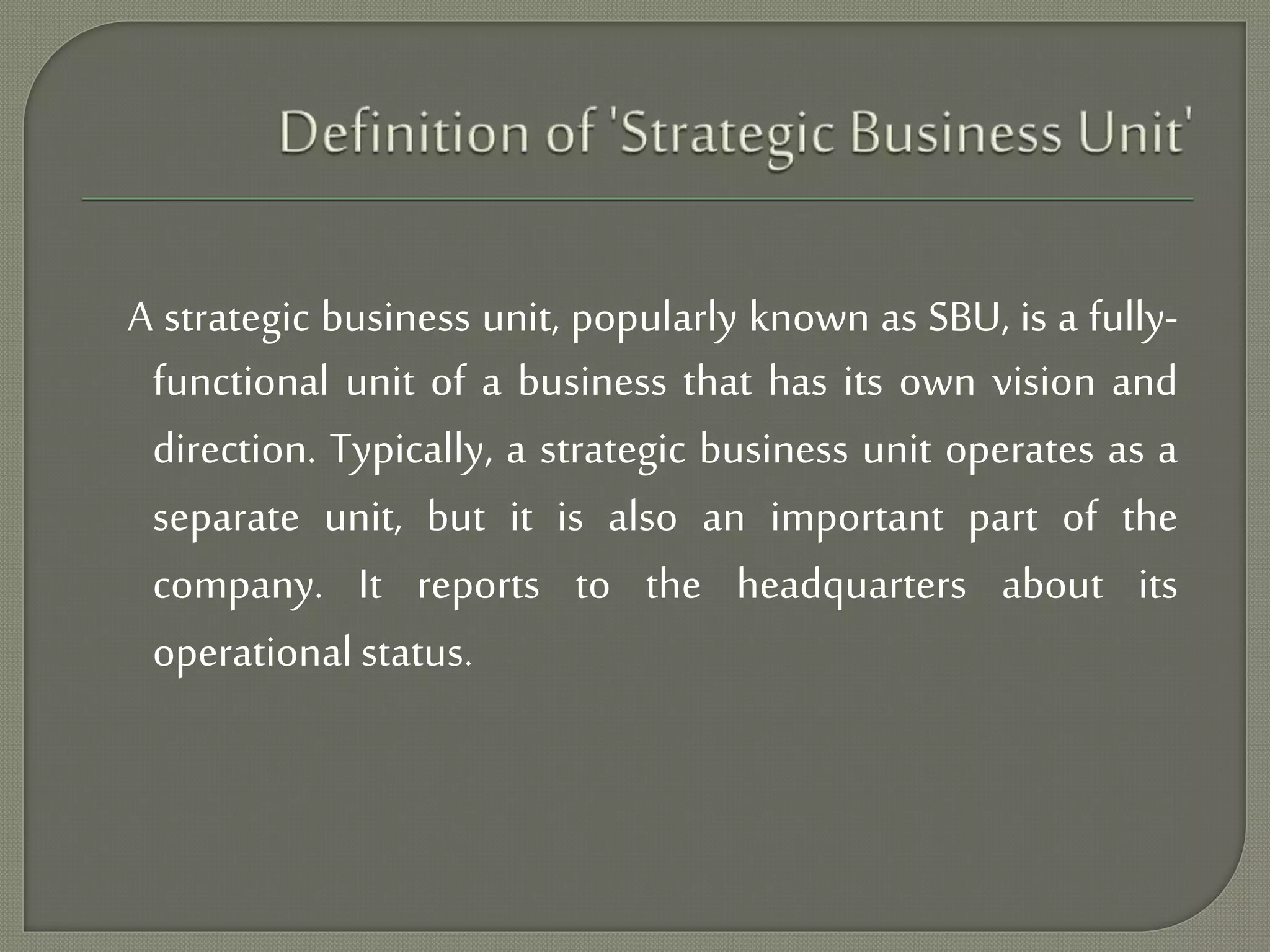 Strategic business unit | PPTX
