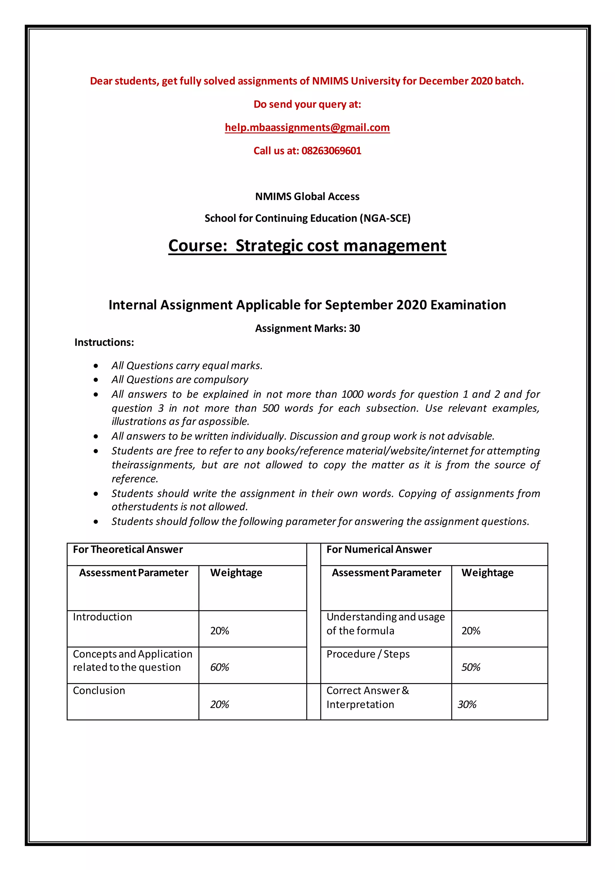 Strategic cost management | DOCX