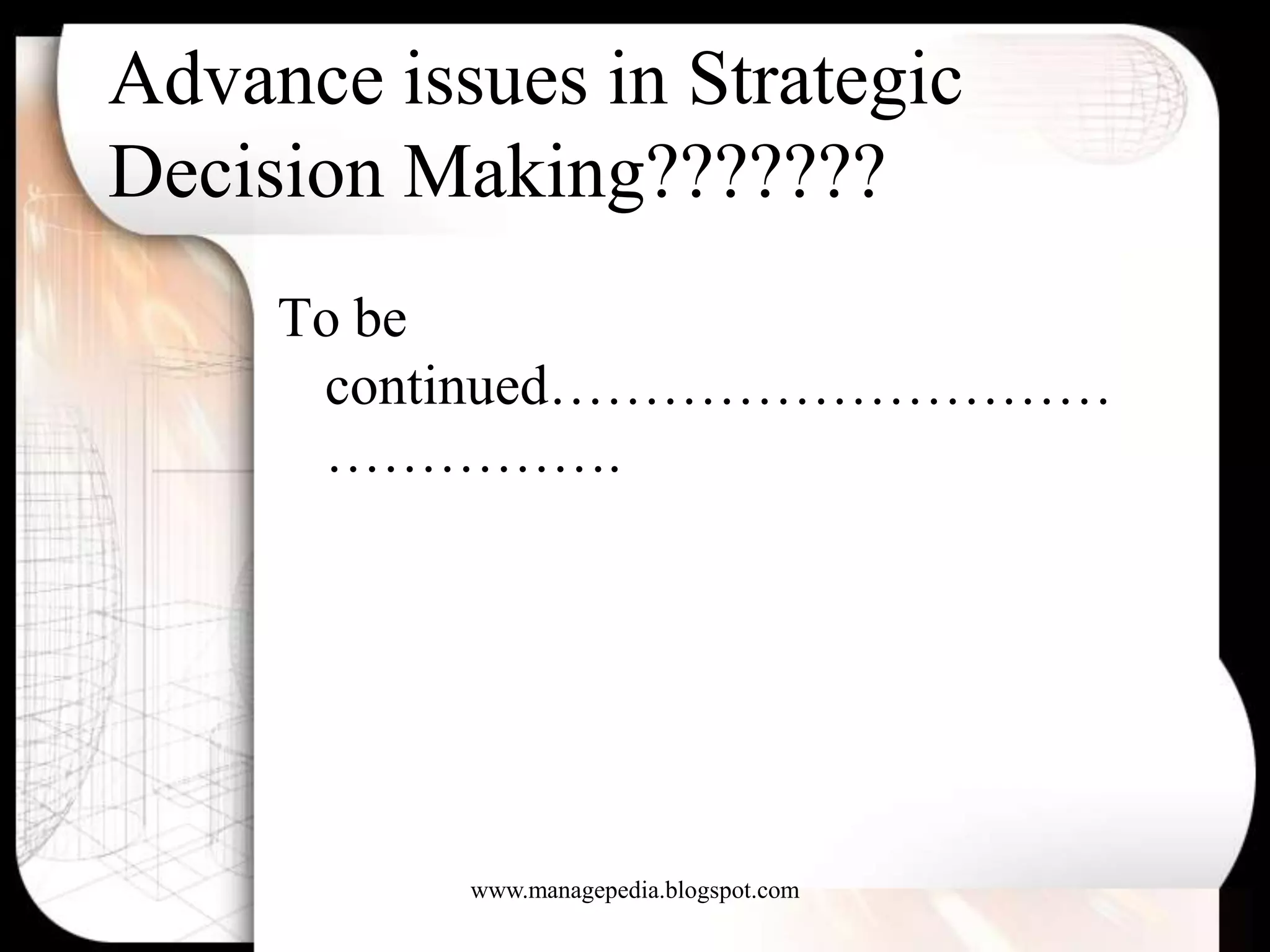 Strategic decision making | PPTX