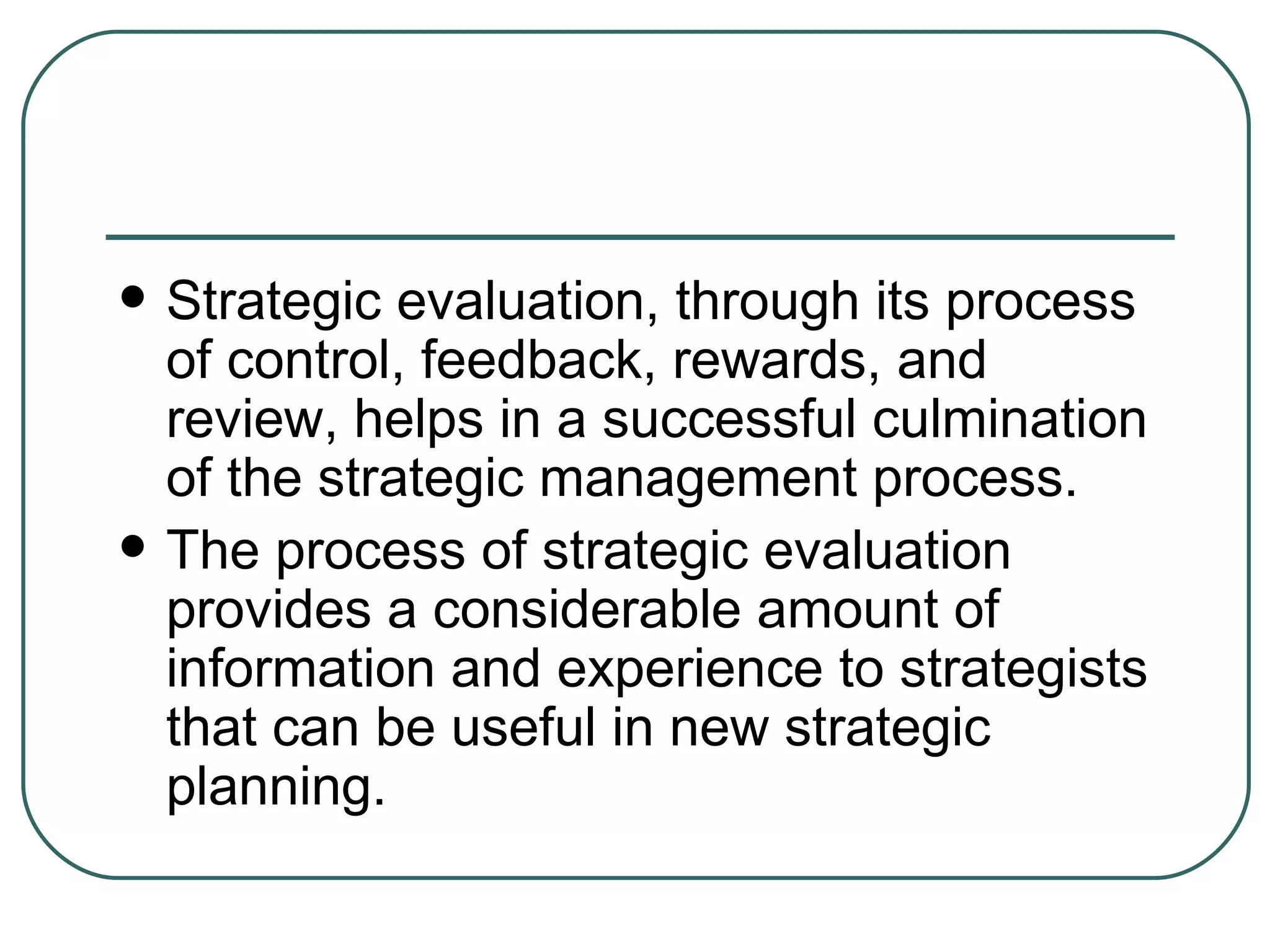 Strategic evaluation and control | PPT