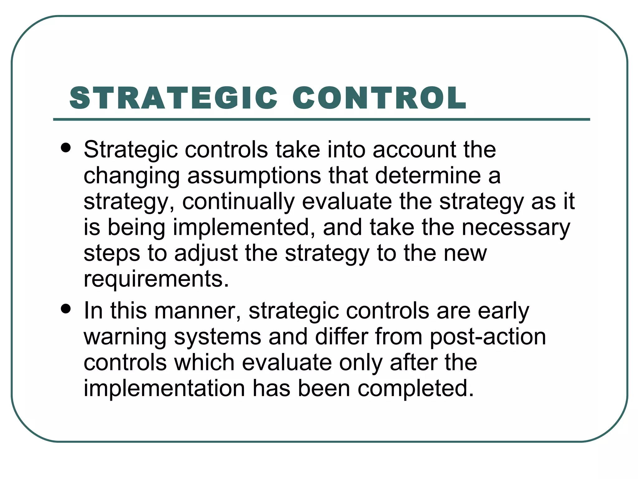 Strategic evaluation and control | PPT