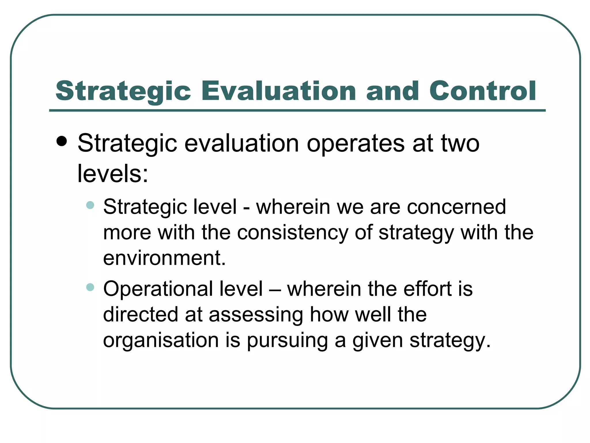 Strategic evaluation and control | PPT