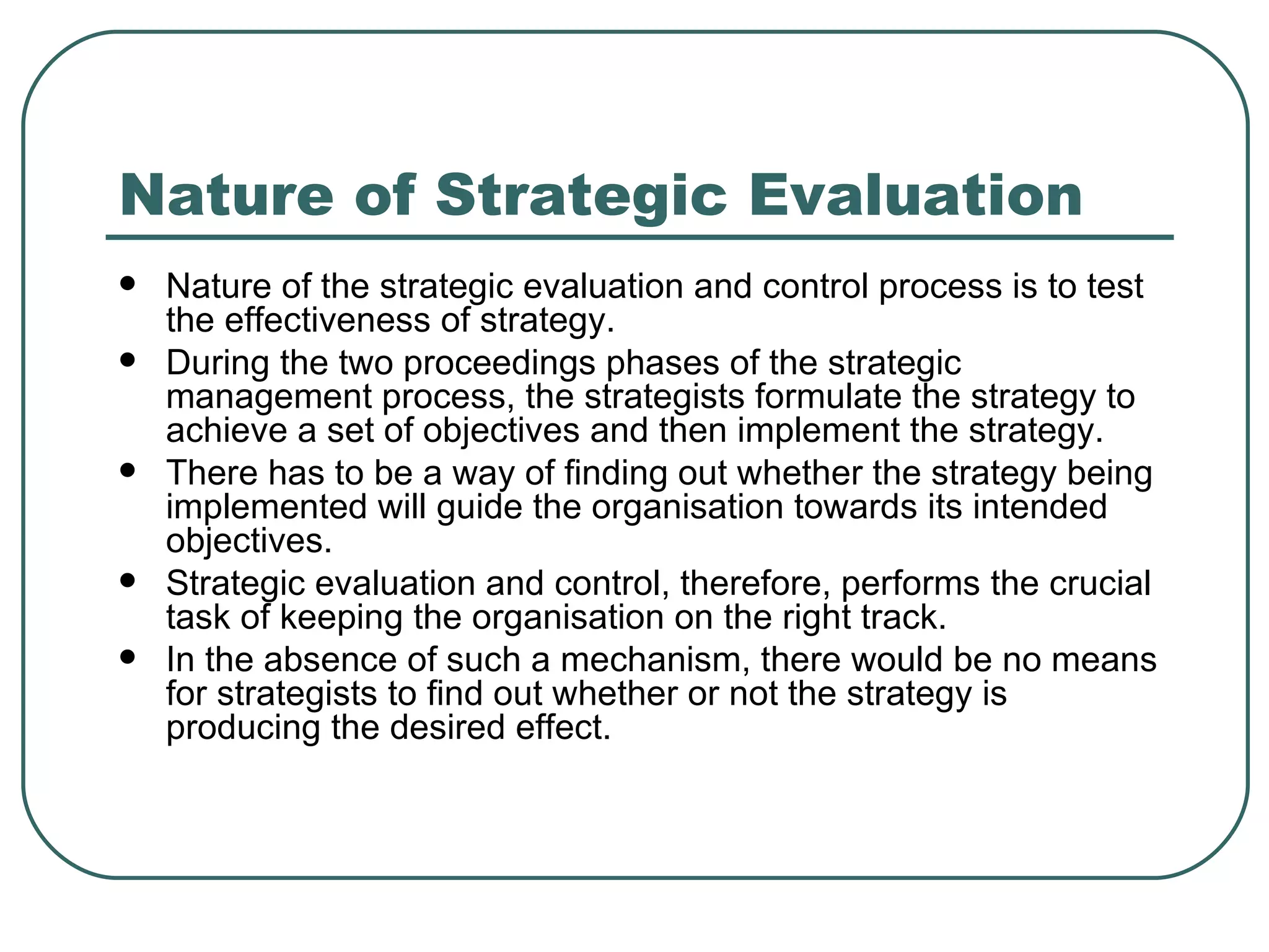 Strategic evaluation and control | PPT