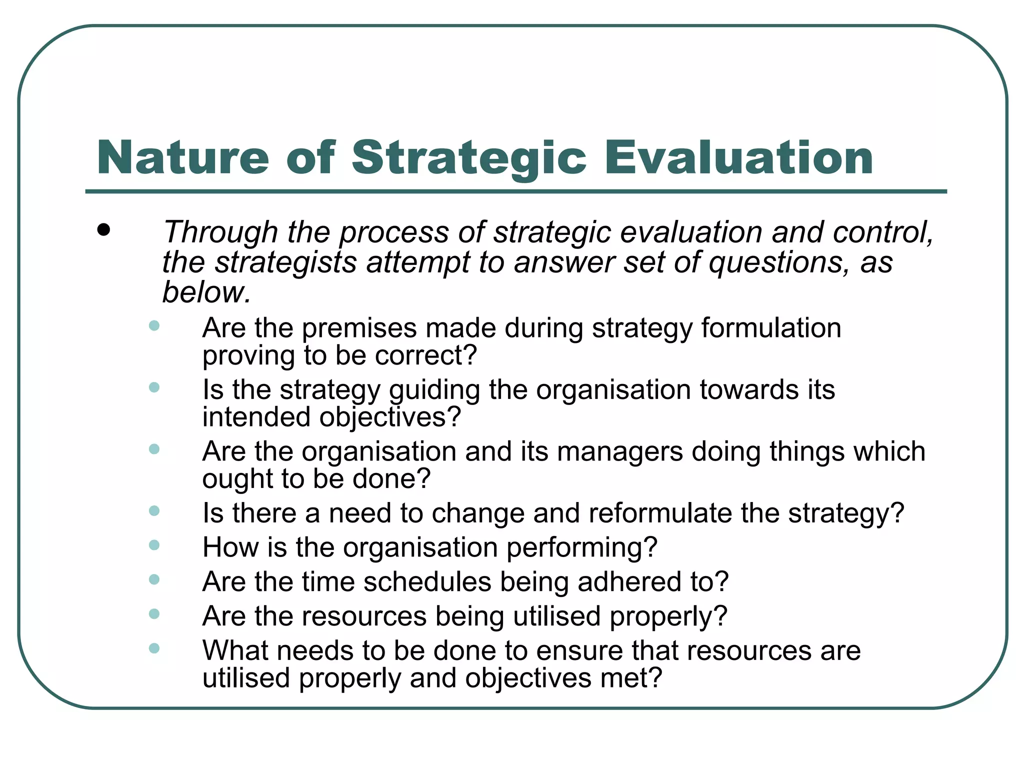 Strategic evaluation and control | PPT