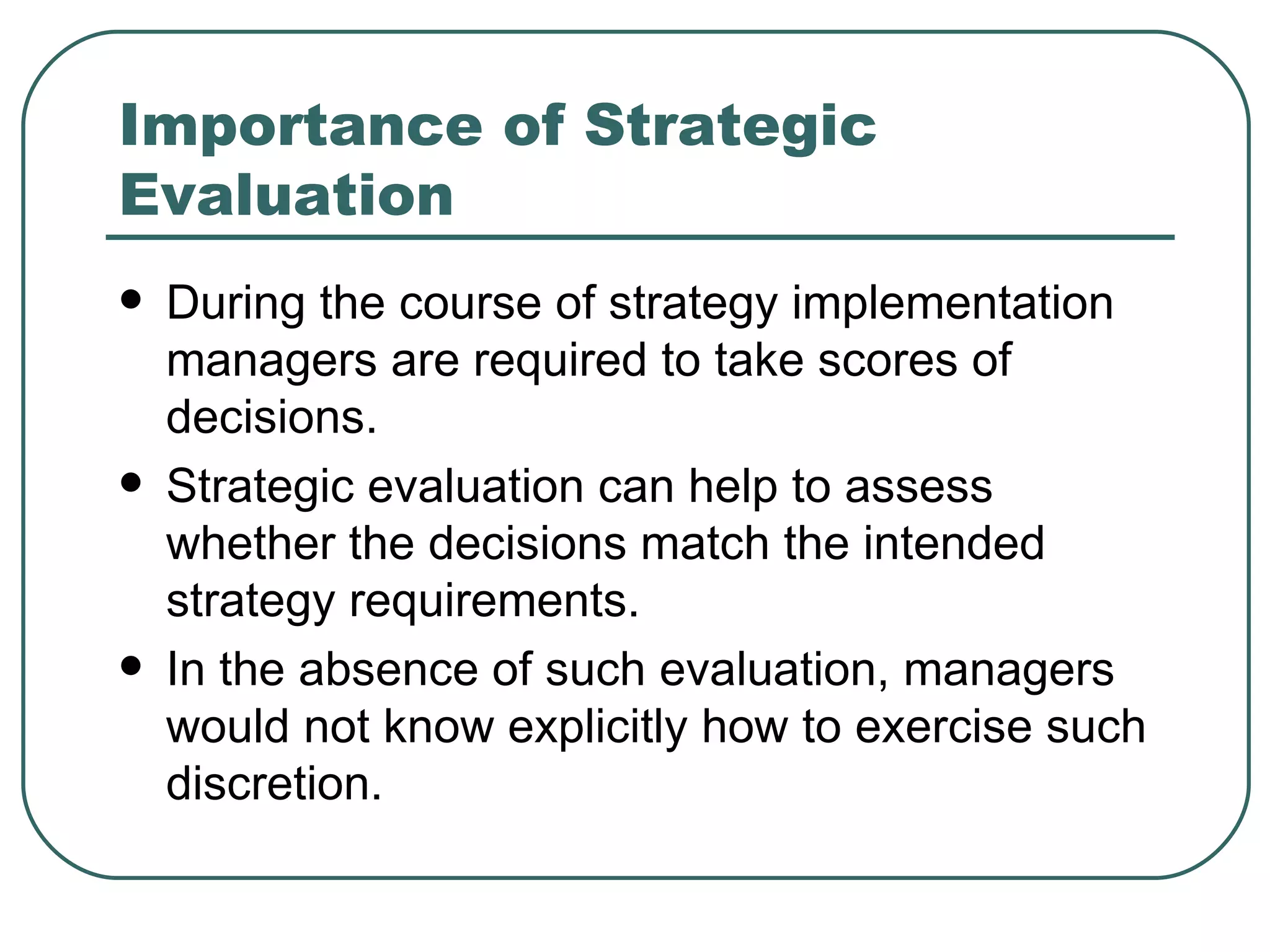 Strategic evaluation and control | PPT