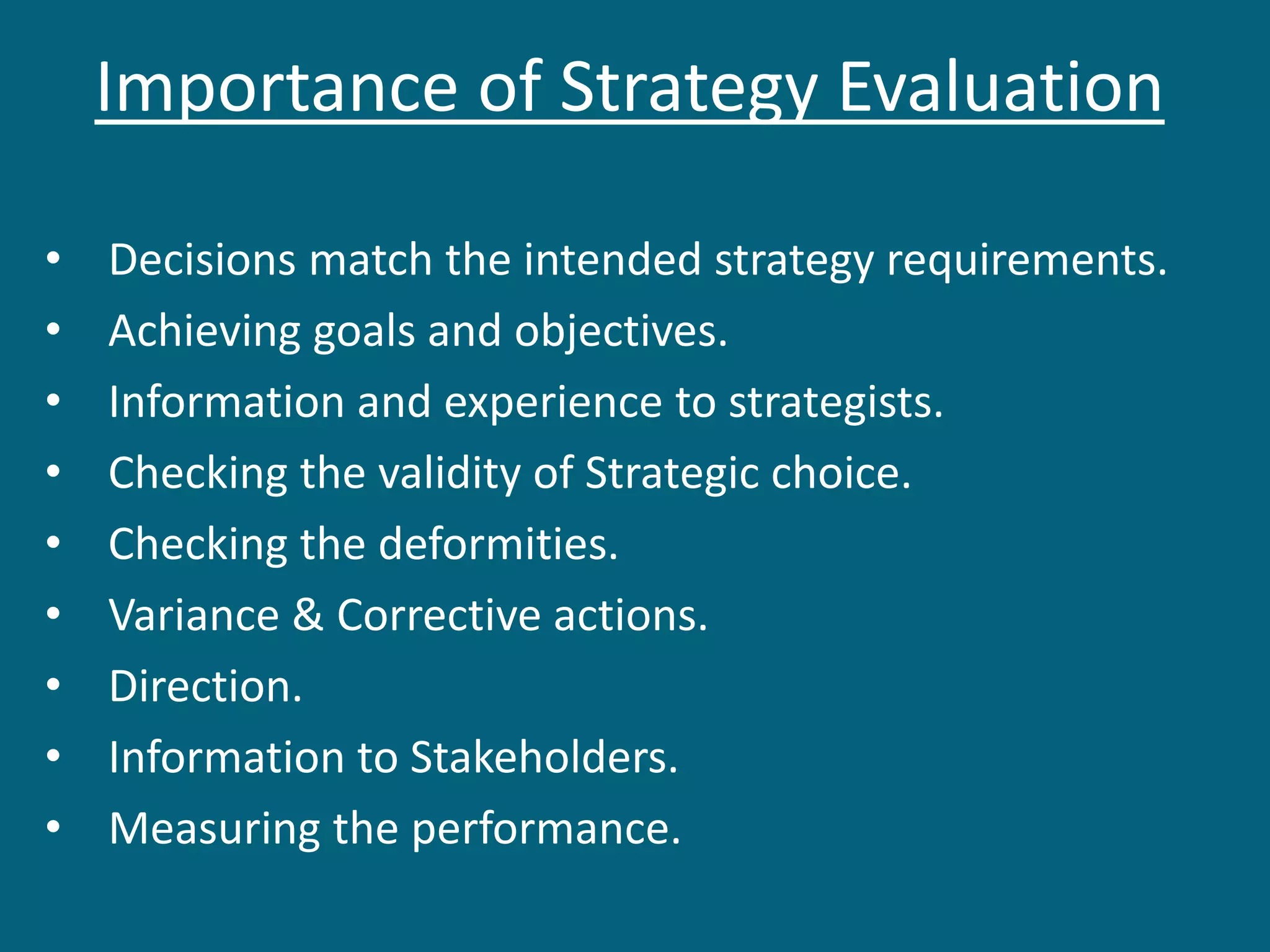 Strategic evaluation and control | PPTX