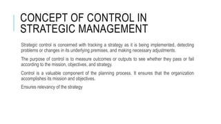 Strategic evaluation and control.pptx | Business | Business and Finance