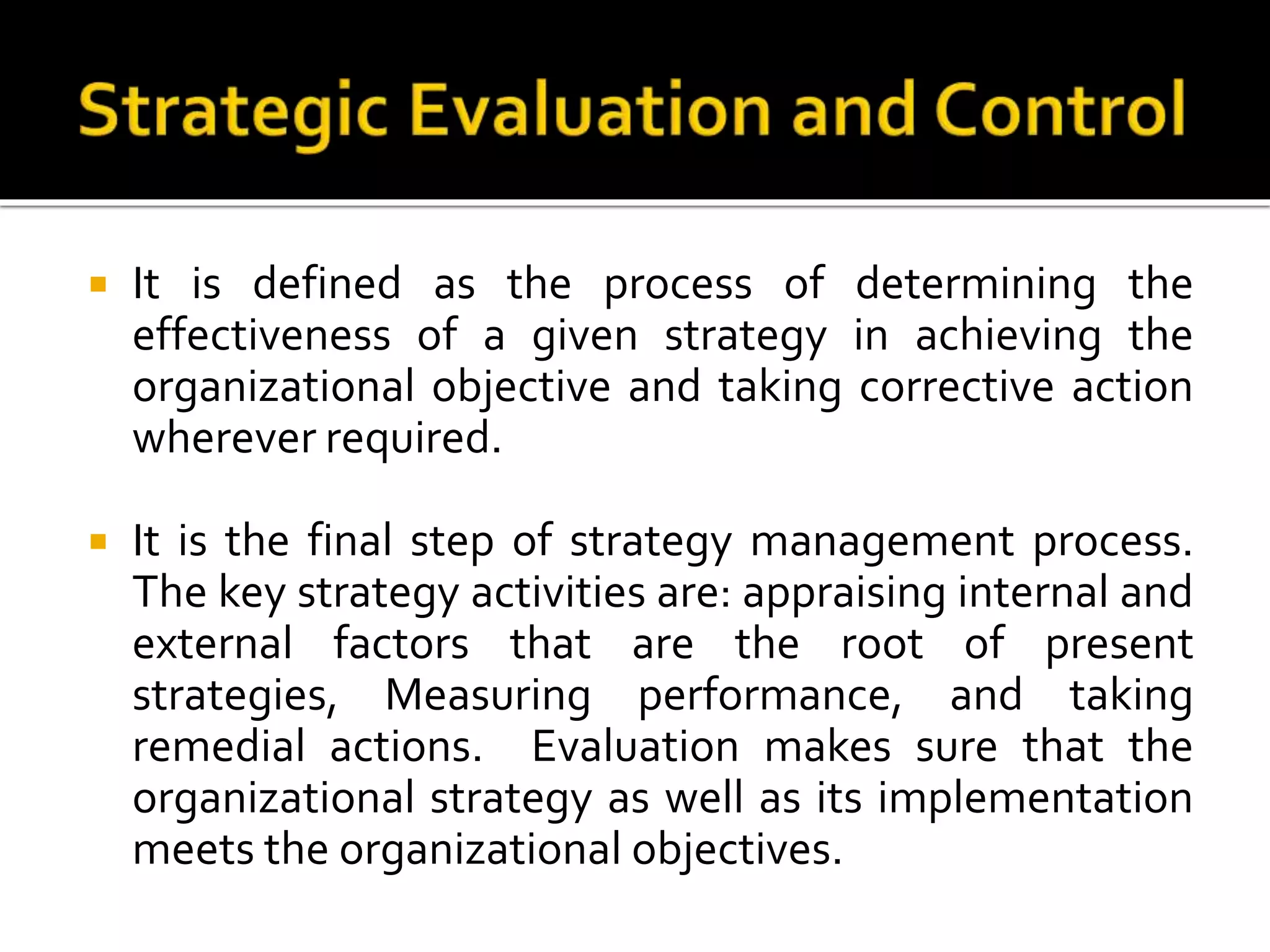 Strategic evaluation & control | PPT