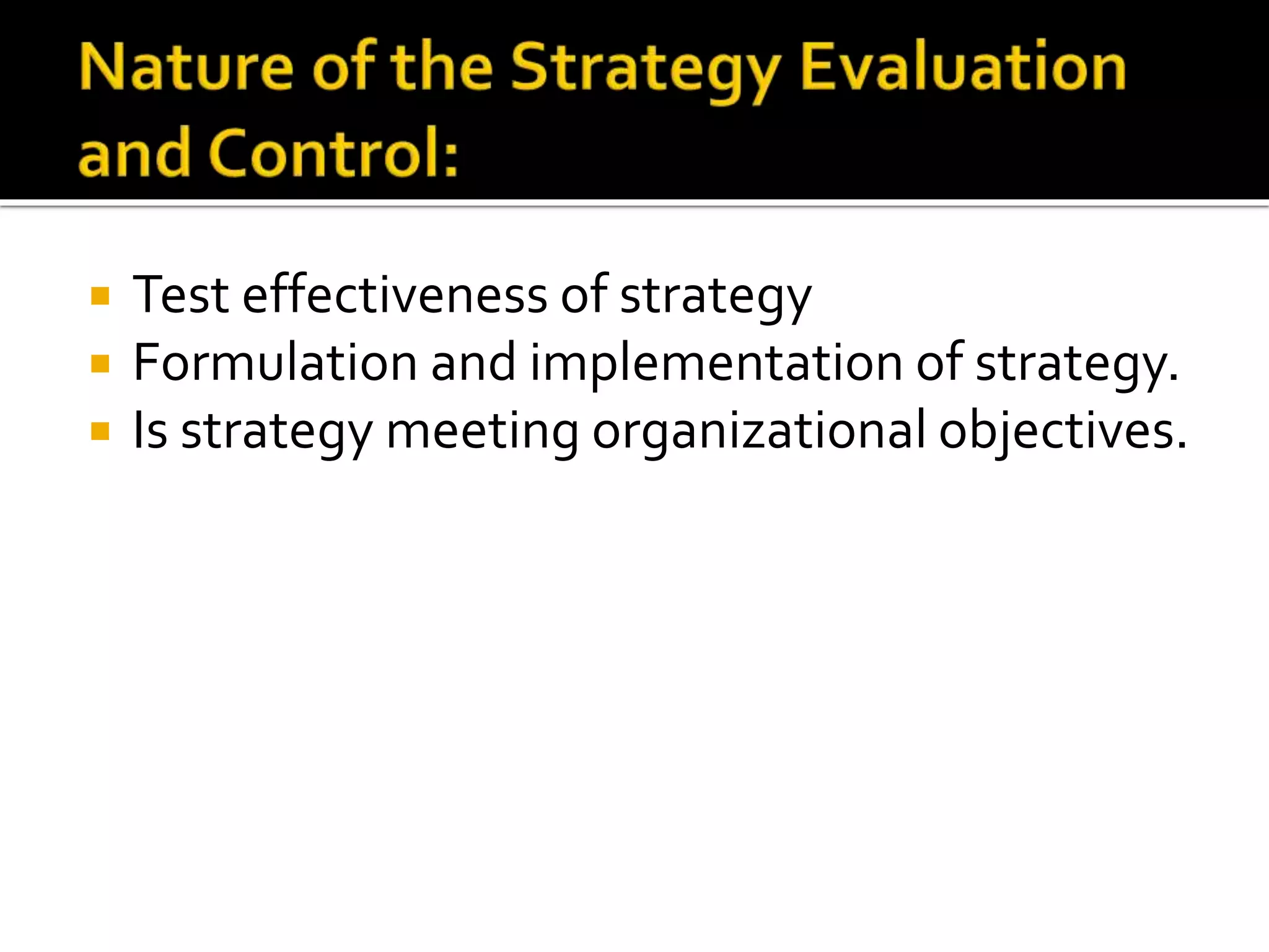 Strategic evaluation & control | PPT