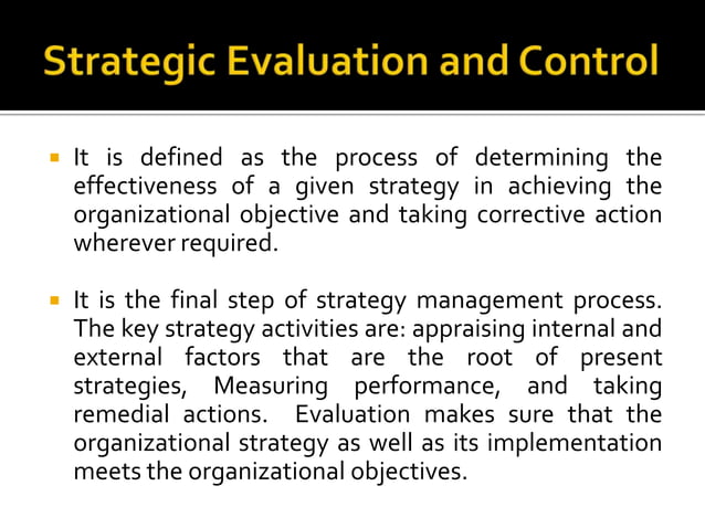 Strategic evaluation & control | PPT