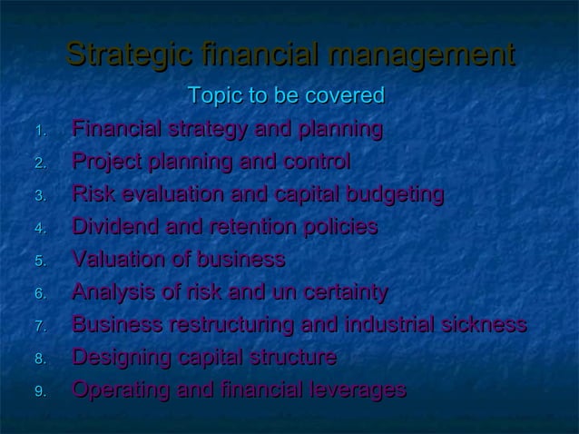Strategic financial management | PPT | Business Accounting & Finance ...