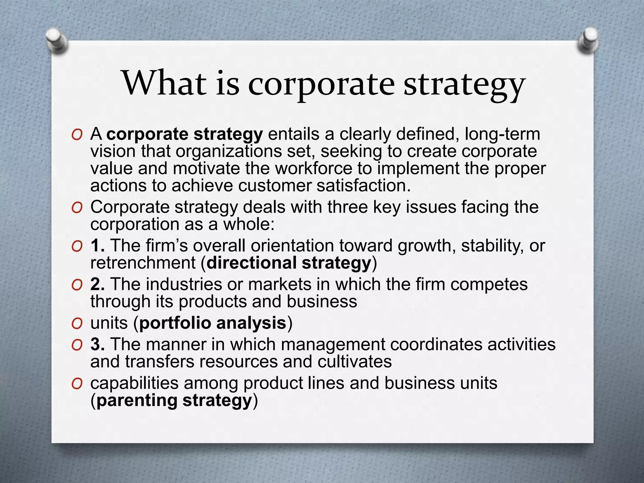 Strategic formulation: corporate strategy | PPTX