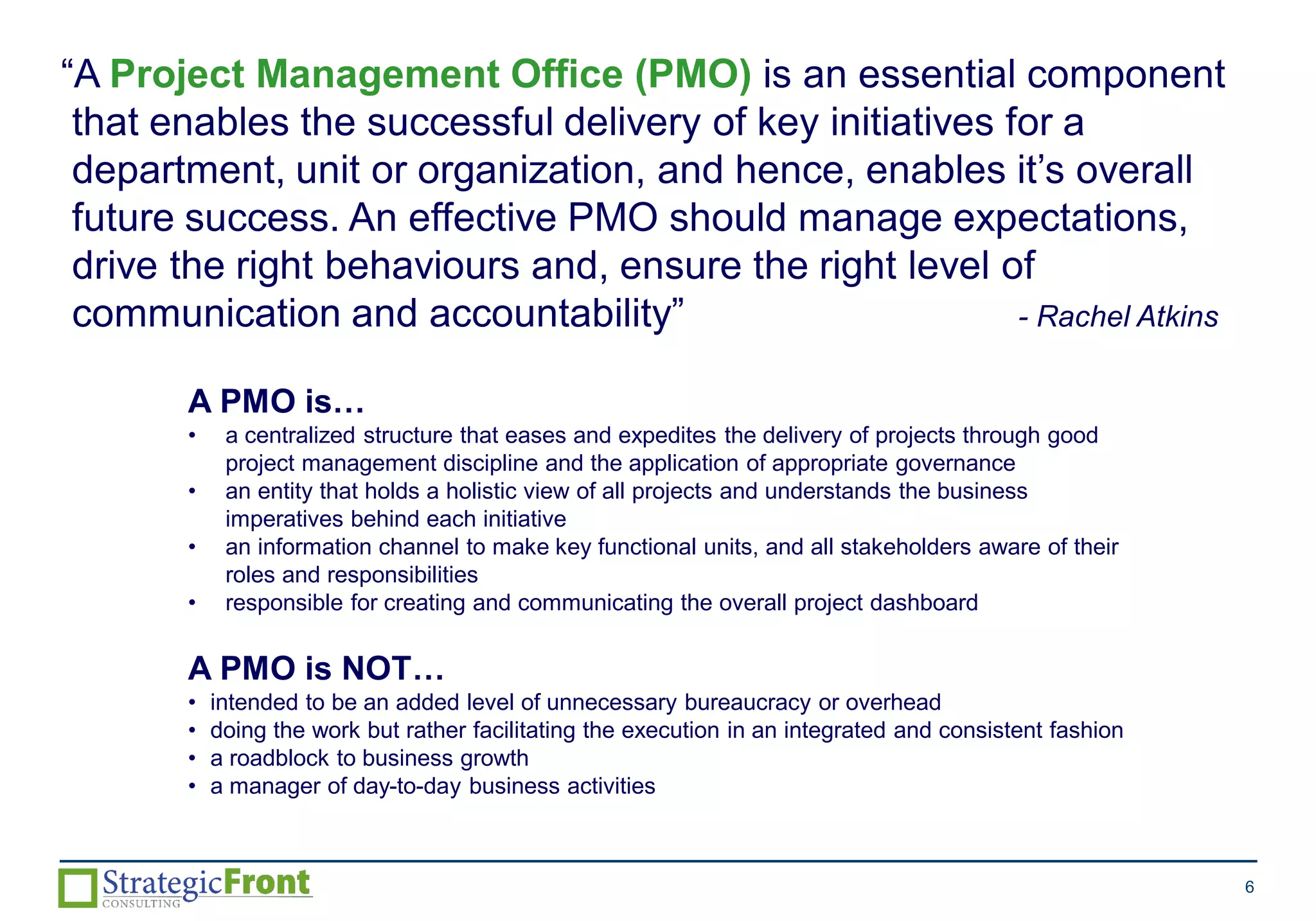 StrategicFront: Assessing PMO Maturity in Your Organization | PDF