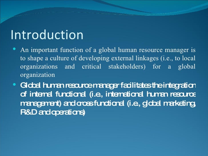 Strategic Global Human Resource Management