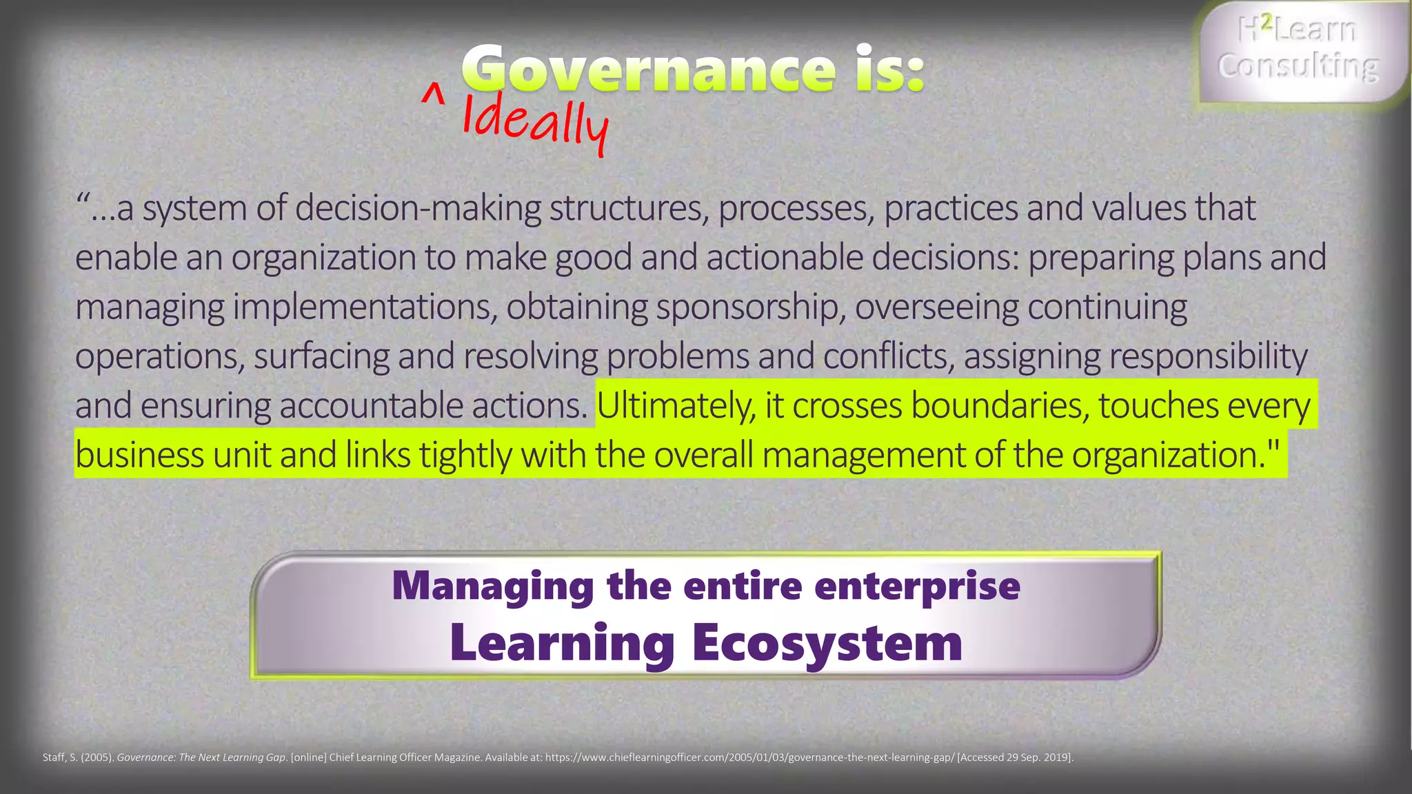Strategic Governance : A [Disruptive] Framework for Enterprise Learning ...