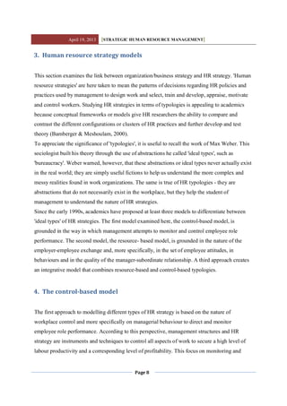 STRATEGIC HUMAN RESOURCE MANAGEMENT PROJECT | PDF