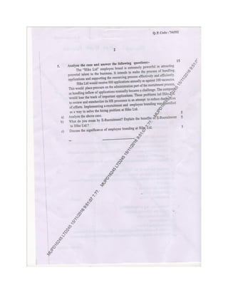 BMS 5th SEM Question Paper:-Strategic HRM & HR Policies | PDF