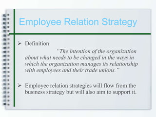Strategies of Employee relations and High Performance Strategies | PPTX