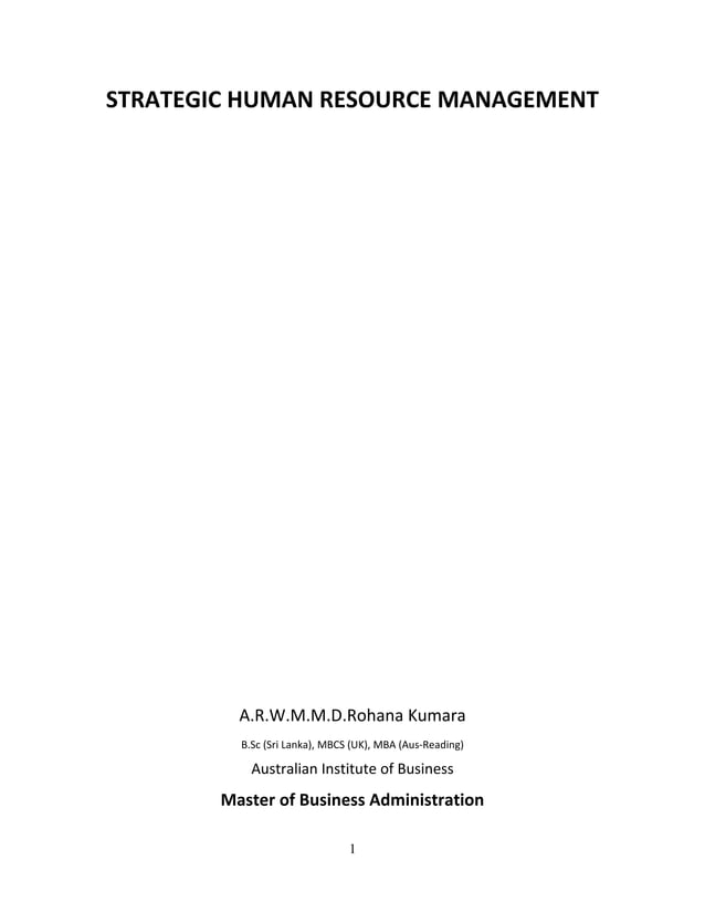 Strategic Human Resource Management - AIB (MBA) 2015 | DOC