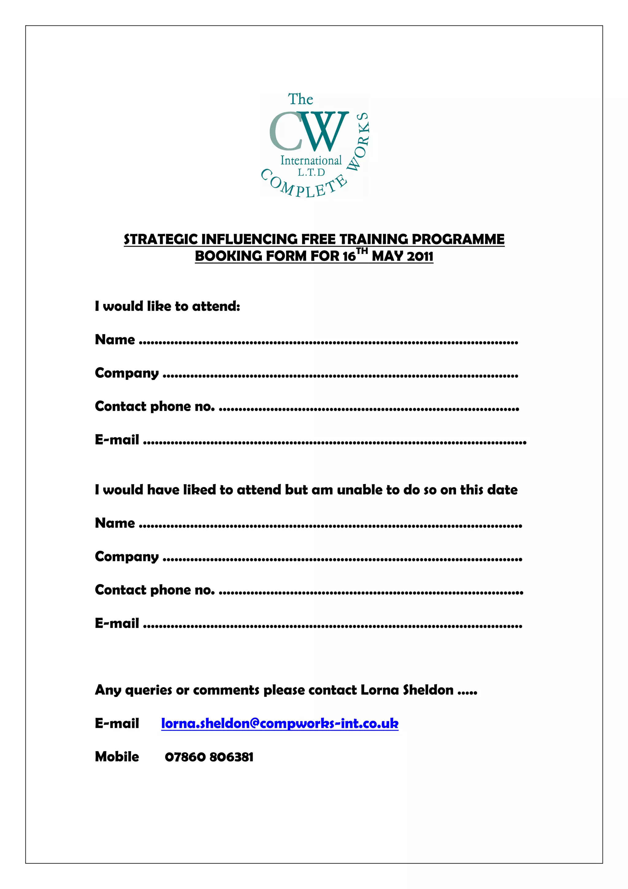 Strategic Influencing Programme 16th May Invitation | PDF