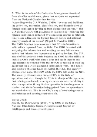 Strategic Intel Collection - Respond to each statement (150+ words.docx