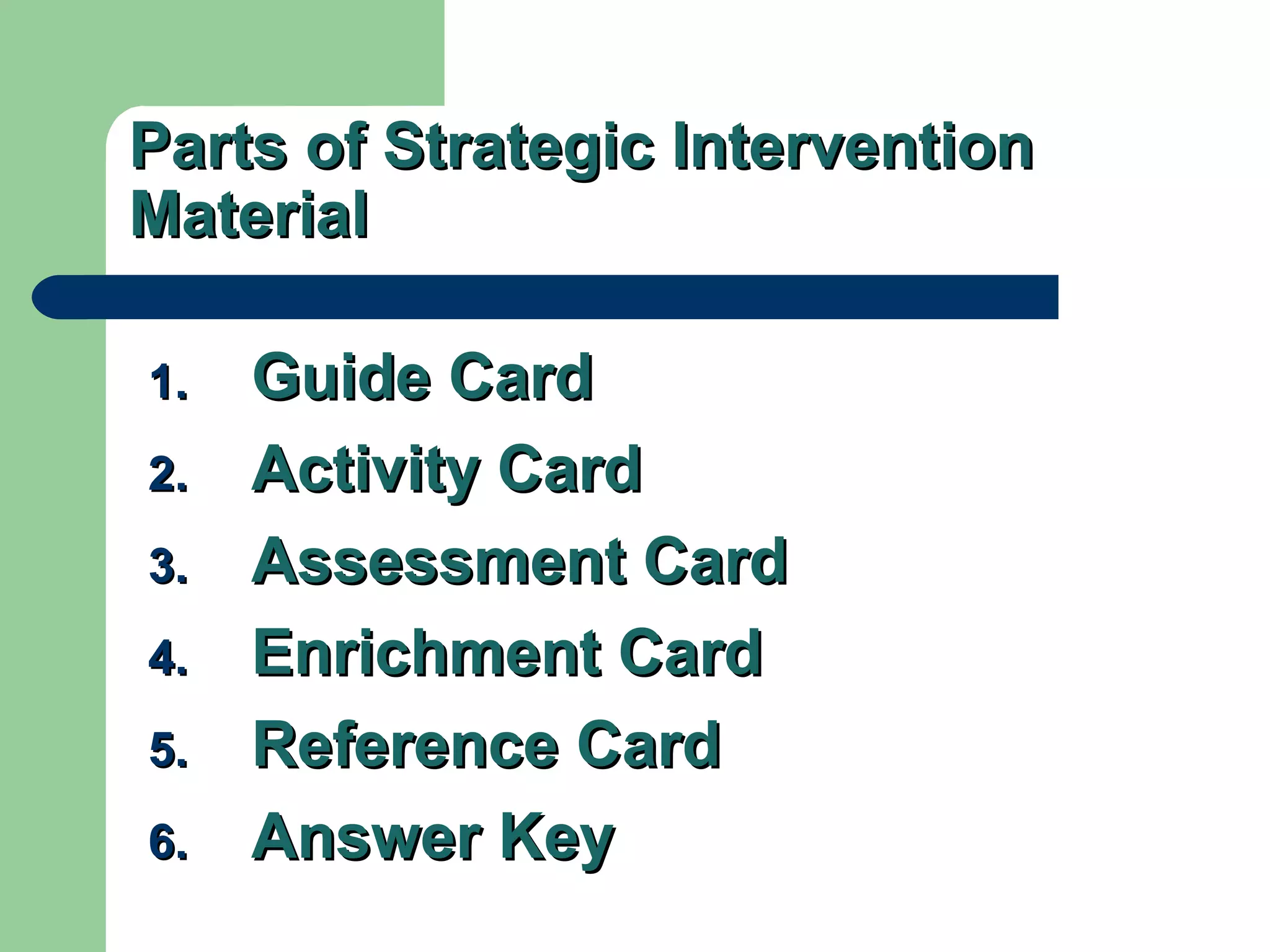 Strategic intervention material | PPT