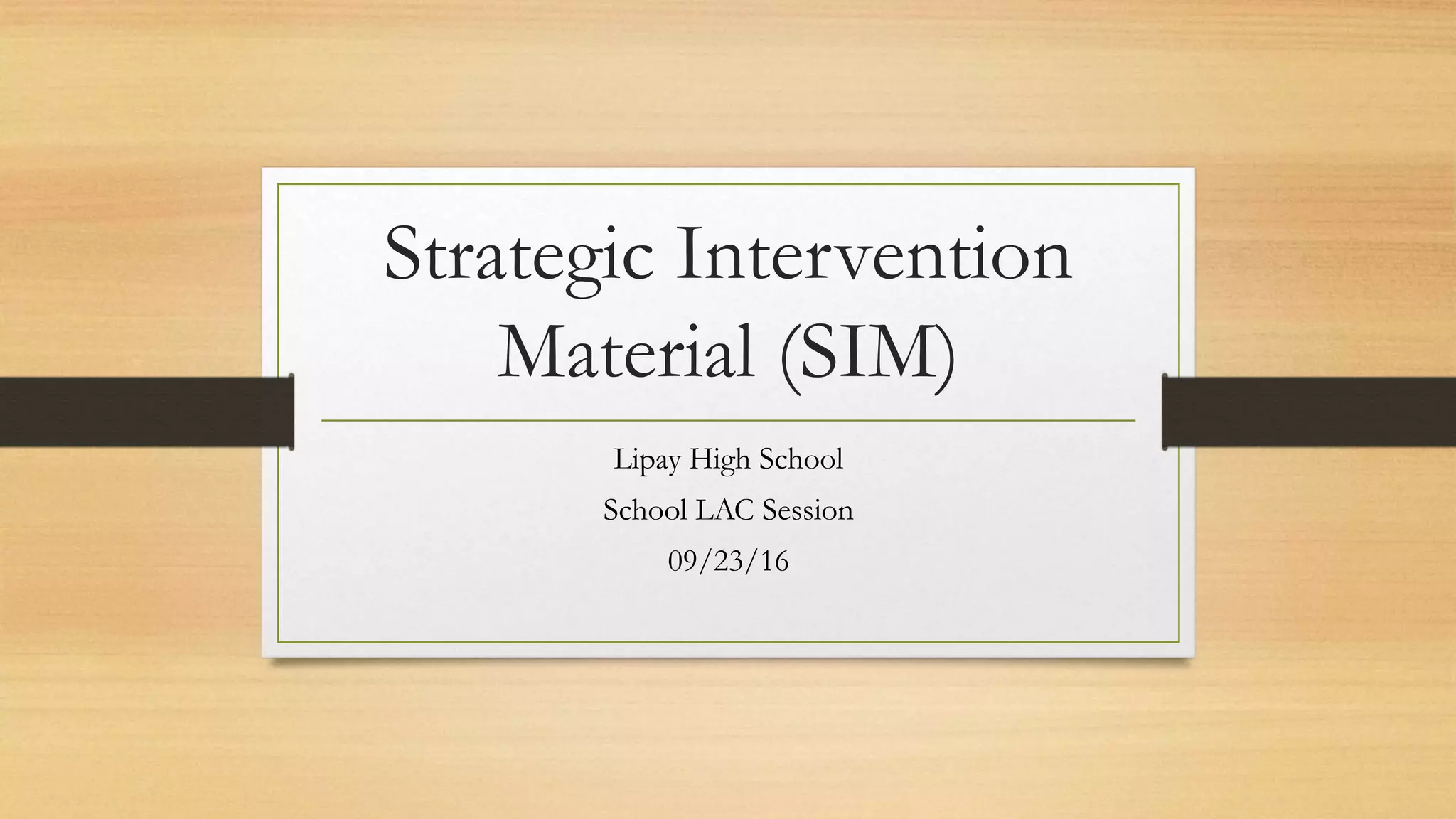 Strategic intervention material (sim) 102 | PPT Strategic intervention material (sim) 102 | PPT