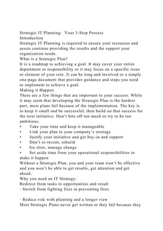 Strategic IT Planning Your 3-Step ProcessIntroductionStrateg.docx