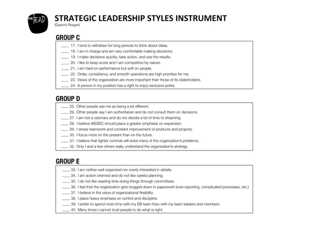 Strategic leadership styles instrument | PDF