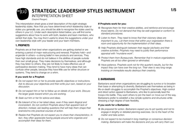 Strategic leadership styles instrument | PDF