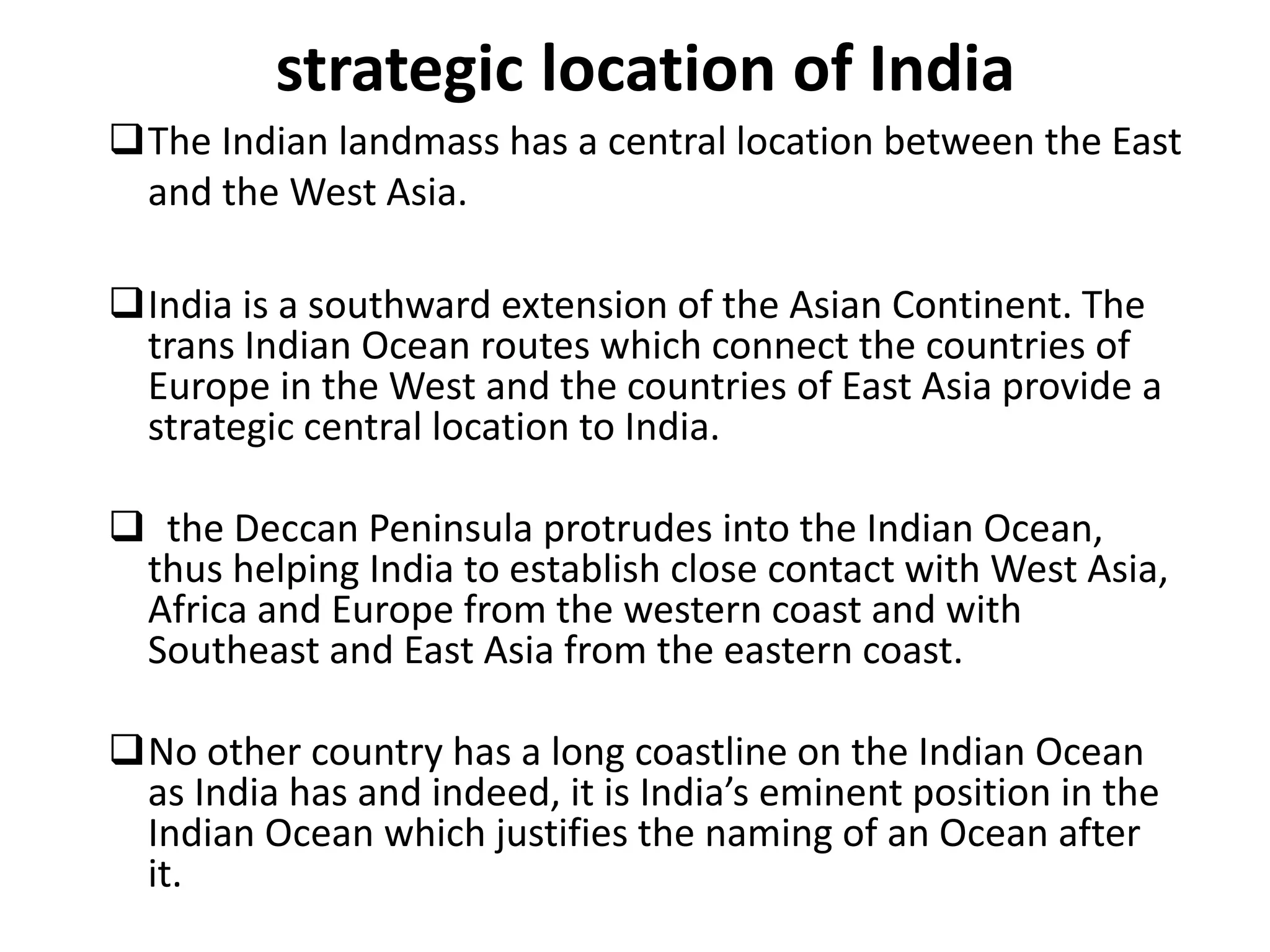 Strategic location of india | PPTX