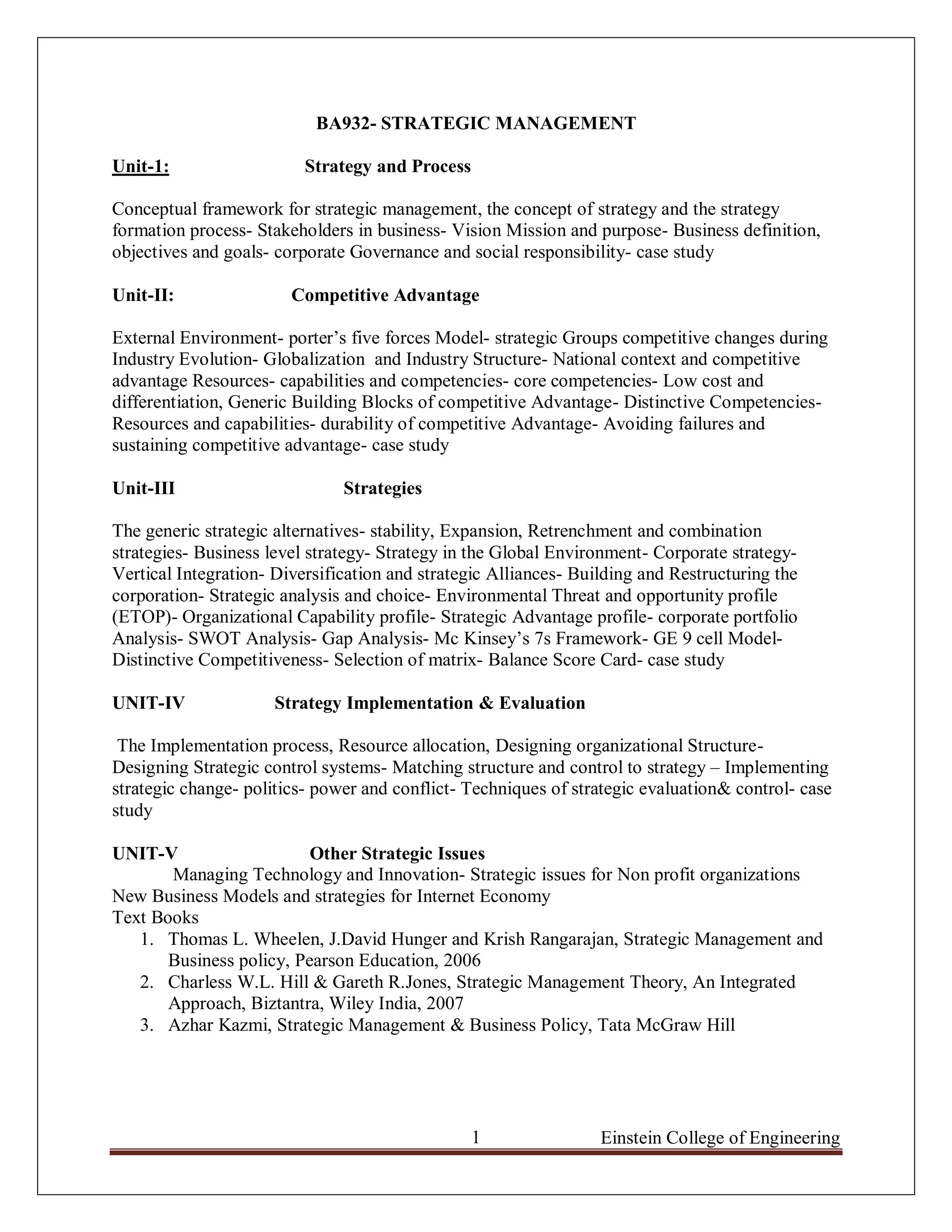 Strategic management | PDF