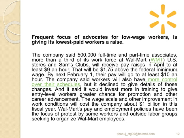 Working Condition of Wal-Mart. Abdul Motaleb | PPT