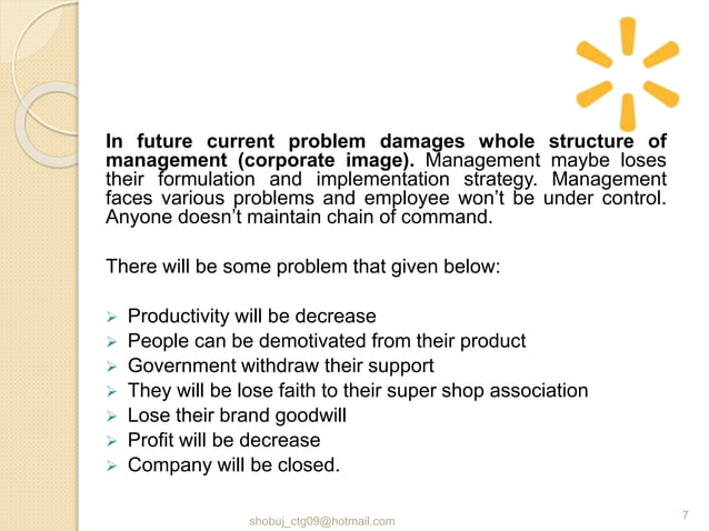 Working Condition of Wal-Mart. Abdul Motaleb | PPT