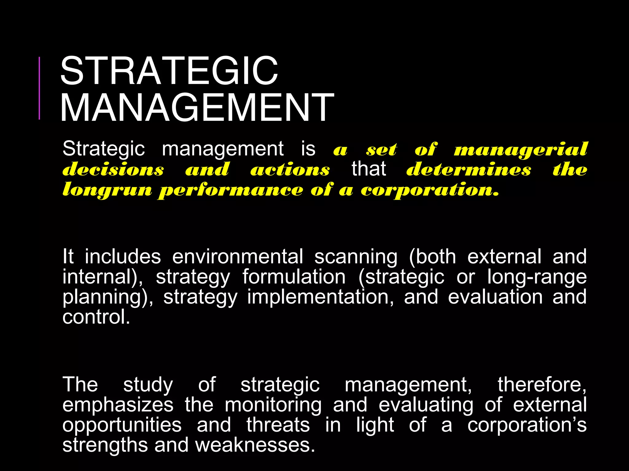 Strategic management : A basic introduction to the concept | PPT