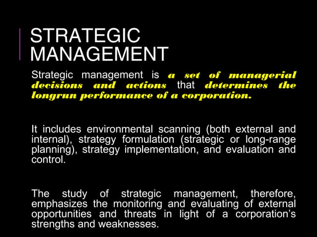 Strategic management : A basic introduction to the concept | PPT