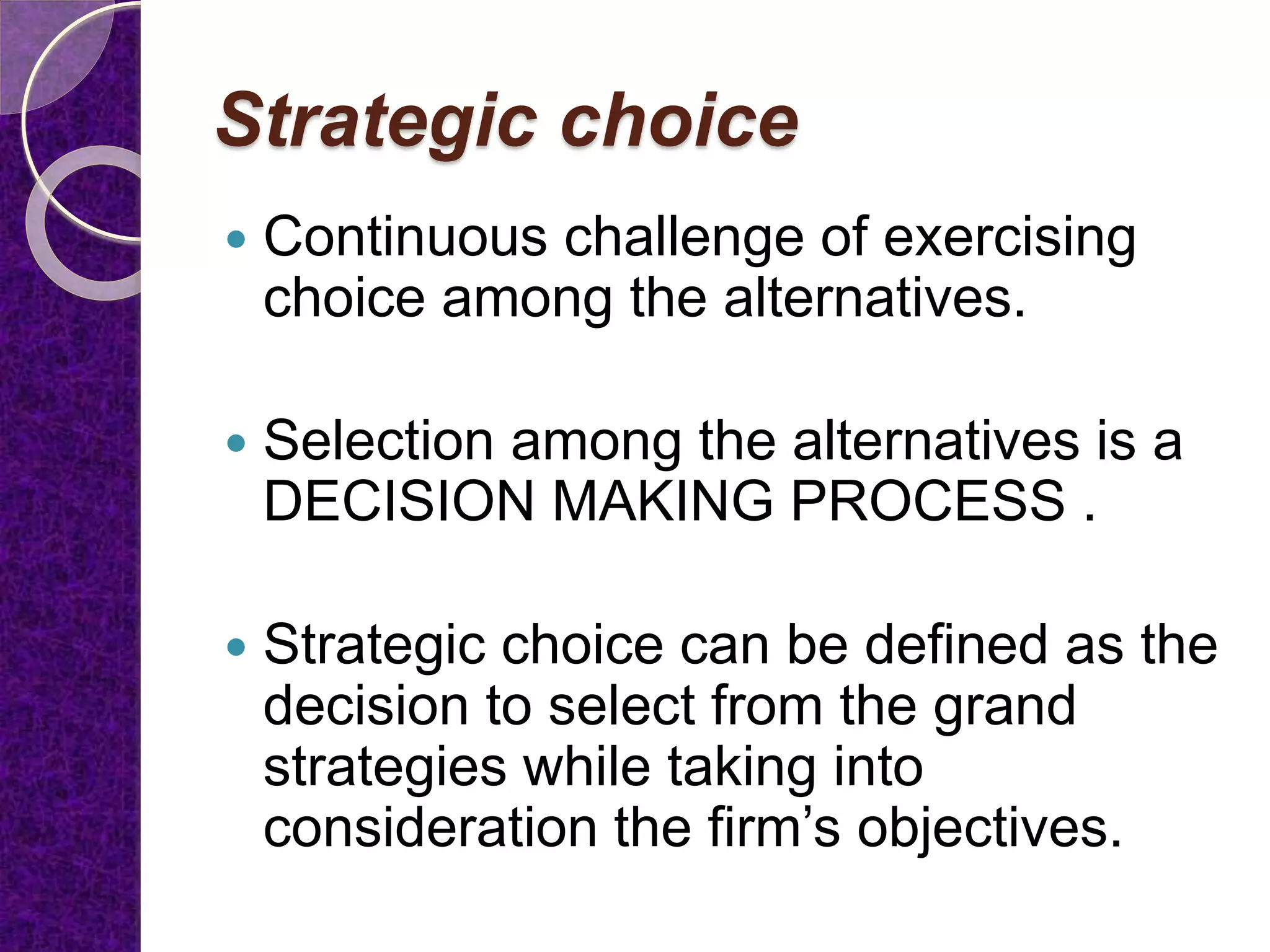 strategic choice in Strategic management | PPTX