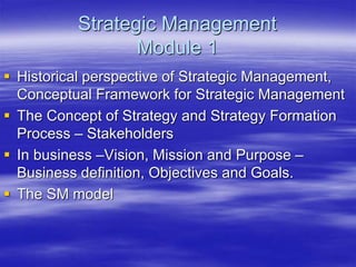 Strategic Management Module 1 Part I | PPTX