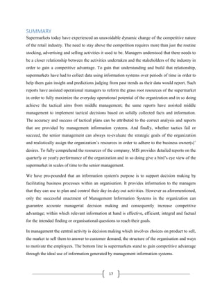 Role of MIS in Business Management (Supermarket Case Study) | PDF