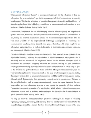 Role of MIS in Business Management (Supermarket Case Study) | PDF