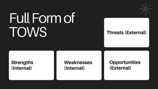 A TOWS analysis is a strategic planning tool that builds upon the SWOT ...