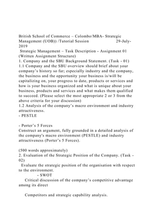 STRATEGIC MANAGEMENT11 Assignment 01 (Wr.docx