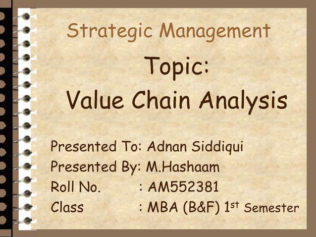 Strategic management: Value Chain Analysis | PPTX
