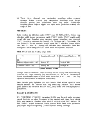 Strategic Management Analisis Swot Pada Pt Pertamina Persero Docx
