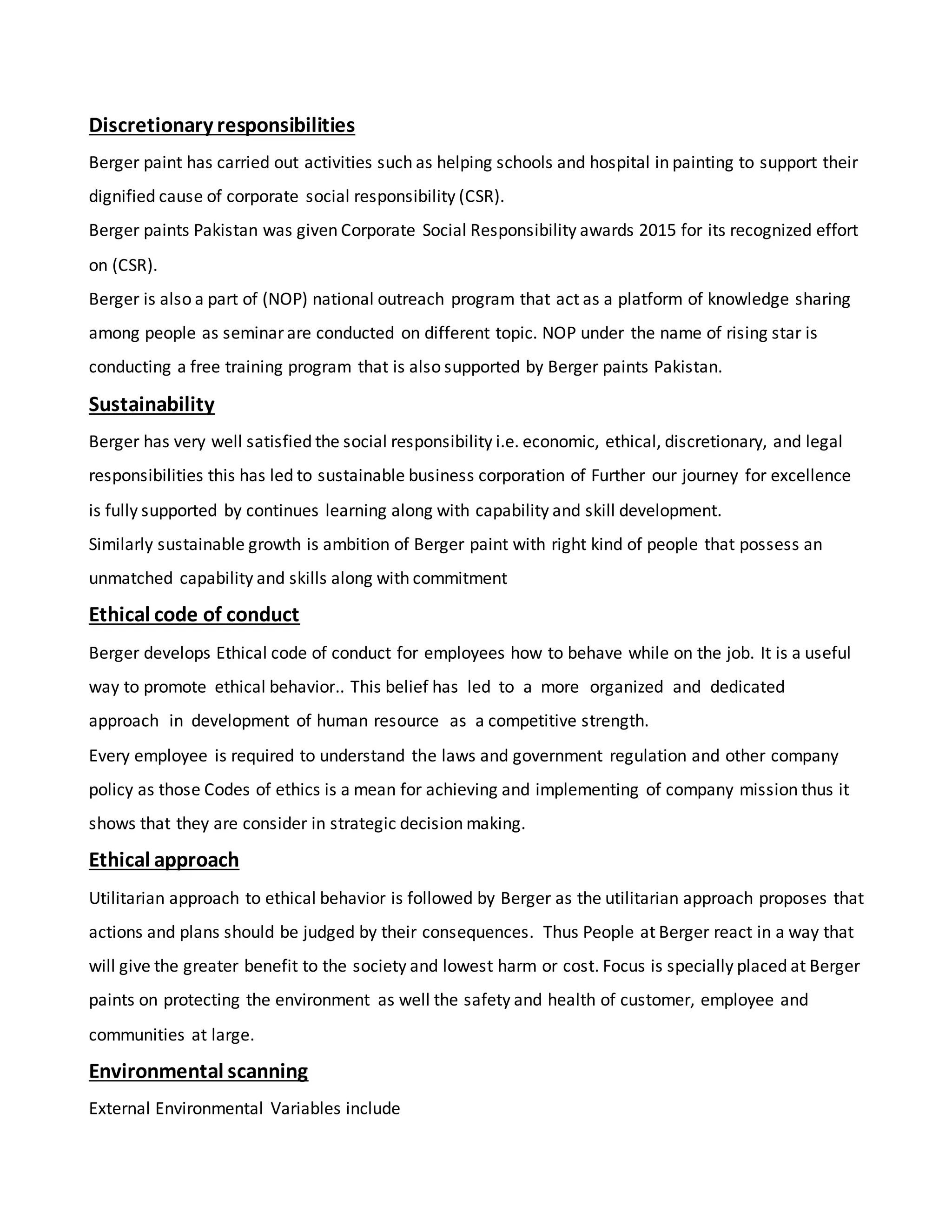 Strategic management assignment on berger paints | DOCX