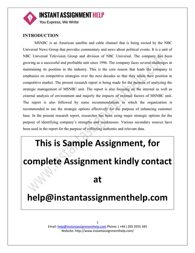 Strategic Management Assignment Sample | PDF