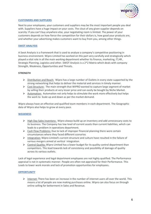 Strategic management assignment wipro | PDF | Business | Business and Finance
