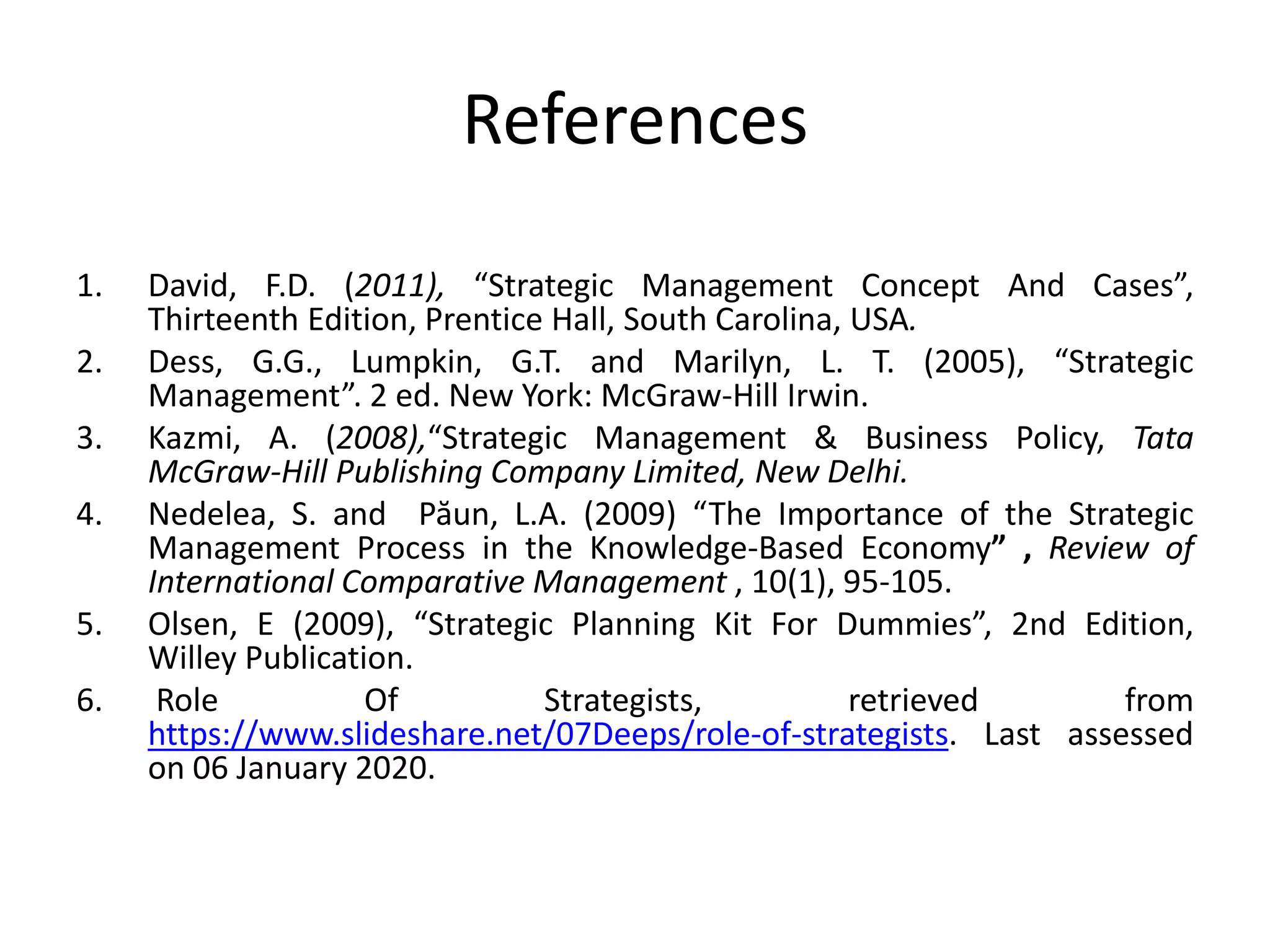 Strategic management definition,relevance , characterstics , level ...